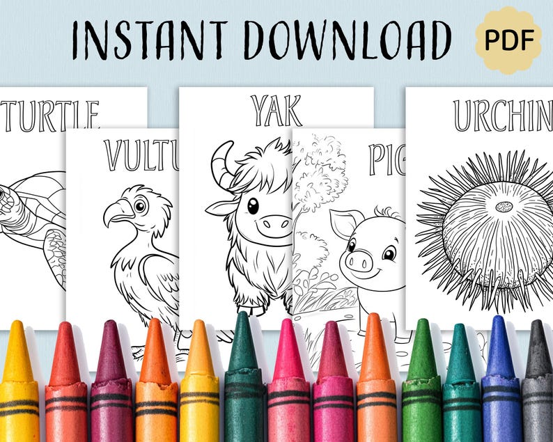 Animals Coloring Pages for Kids, Printable Coloring Book, Animals A-Z ...