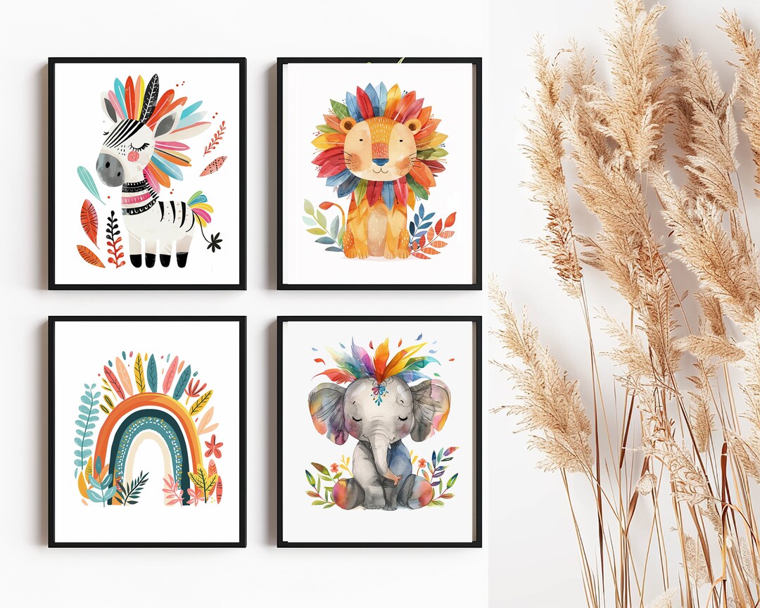 Rainbow Animals Nursery Wall Art, Printable Wall Decor, DIGITAL ...