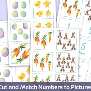 Counting Easter Items, Printable Flashcards, Matching Numbers to ...