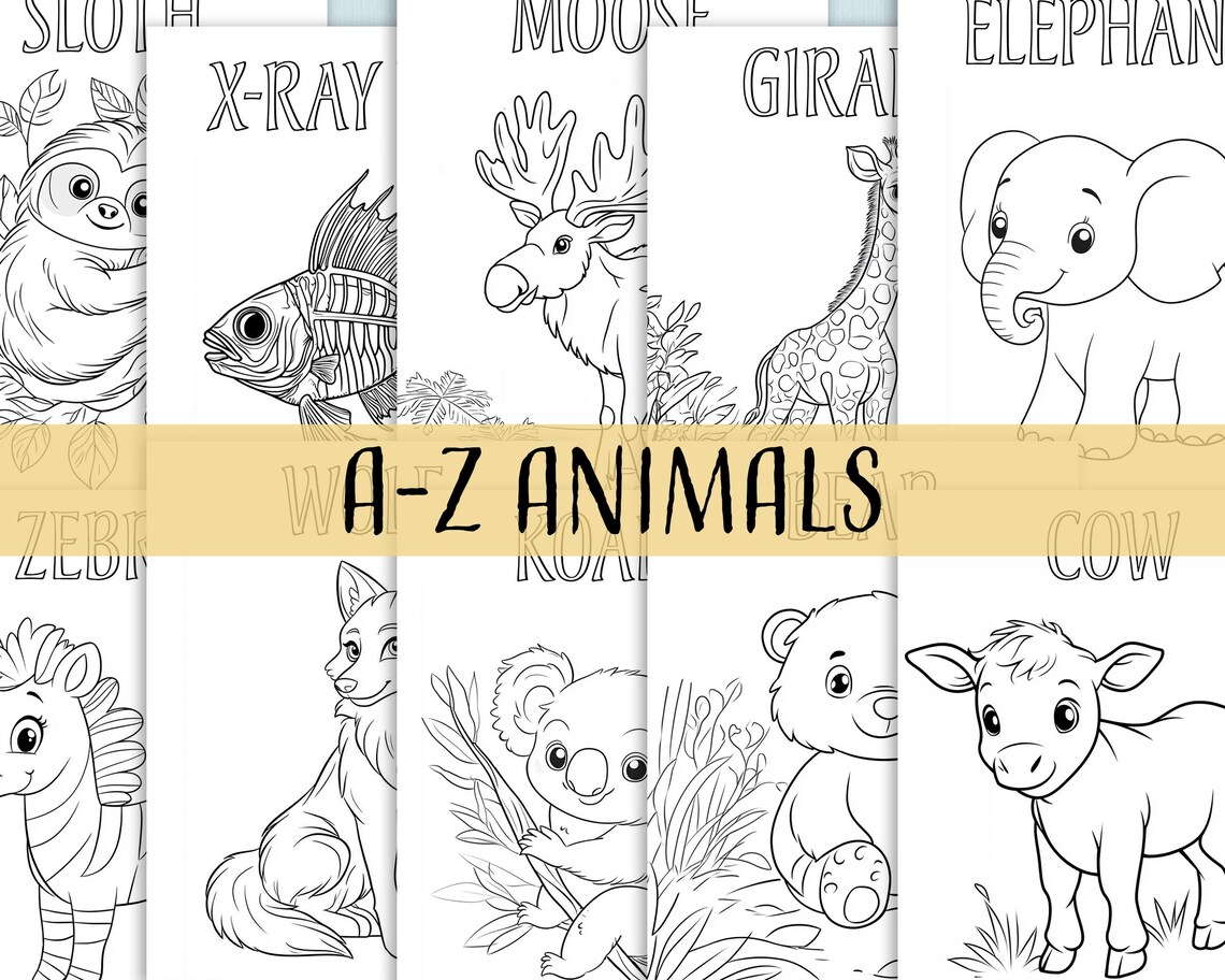 Animals Coloring Pages for Kids, Printable Coloring Book, Animals A-Z ...