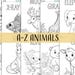 Animals A-Z Coloring Pages for Kids: Educational Activity (instant ...