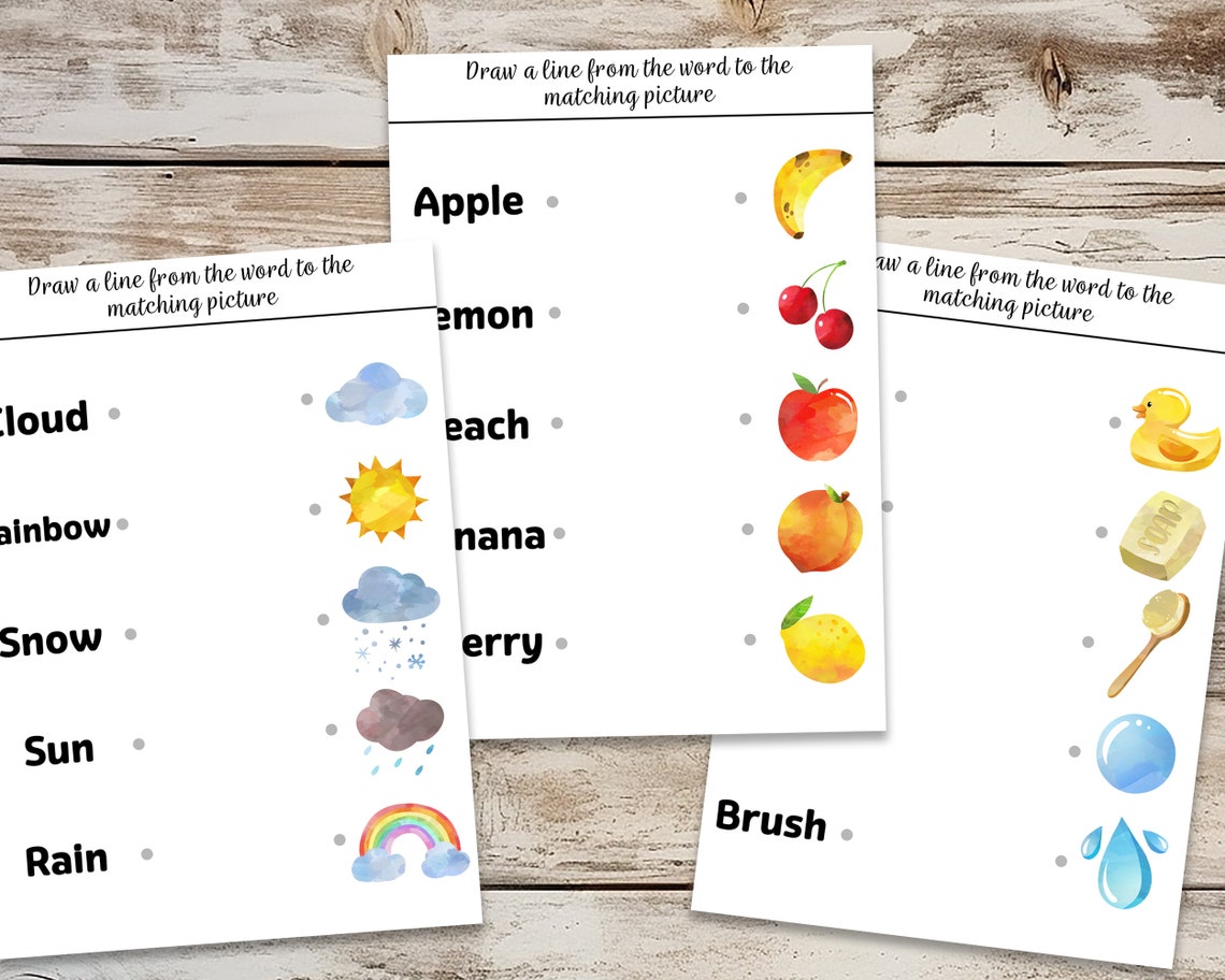 Printable Matching Worksheets, Match the Word to the Picture ...
