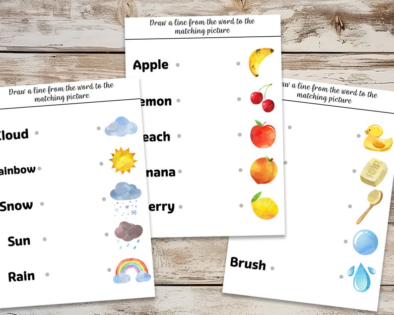 Printable Matching Worksheets, Match the Word to the Picture ...