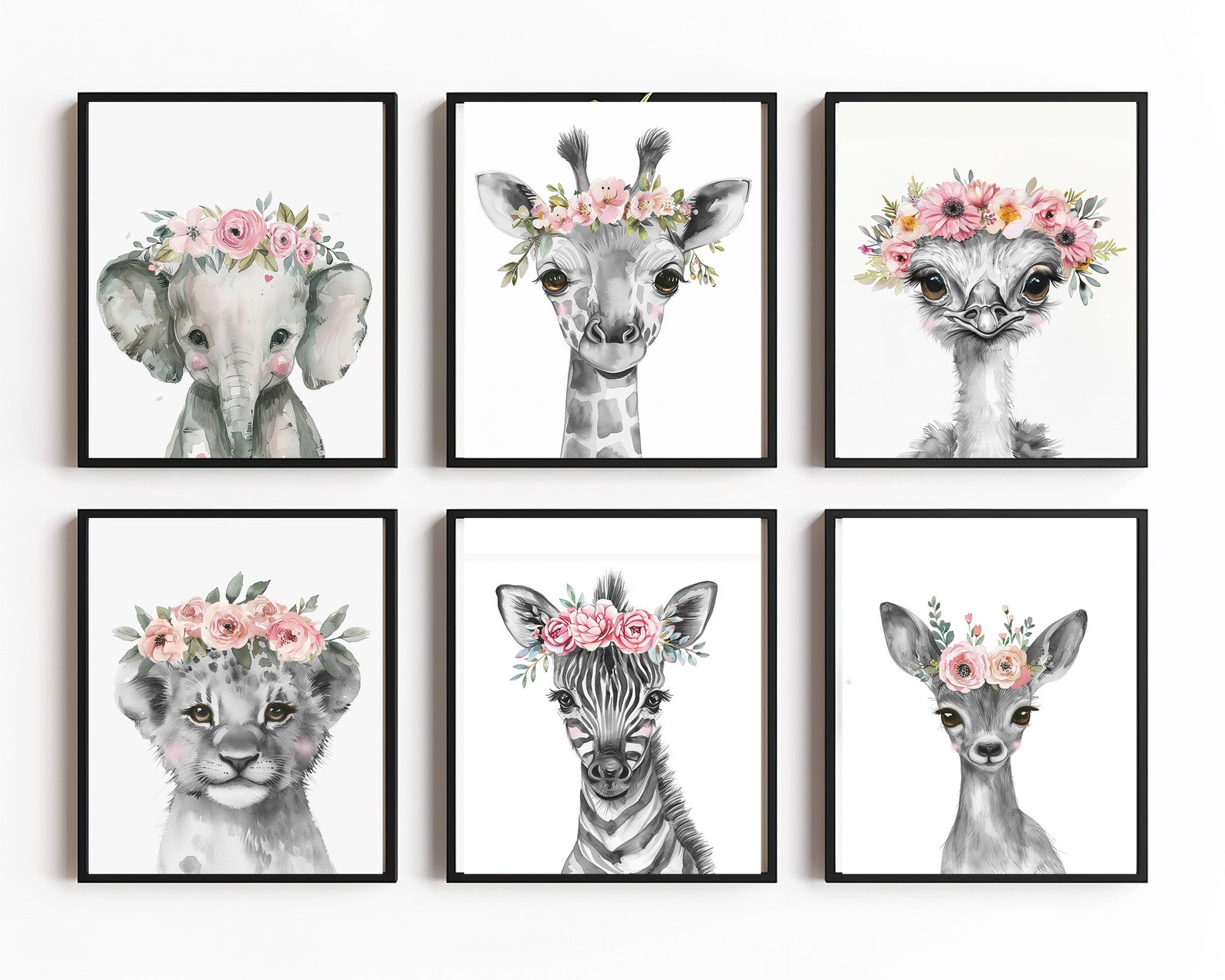 Baby Animals Portraits Nursery Wall Art, Printable Wall Decor, DIGITAL ...