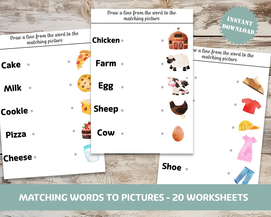 Printable Matching Worksheets, Match the Word to the Picture ...