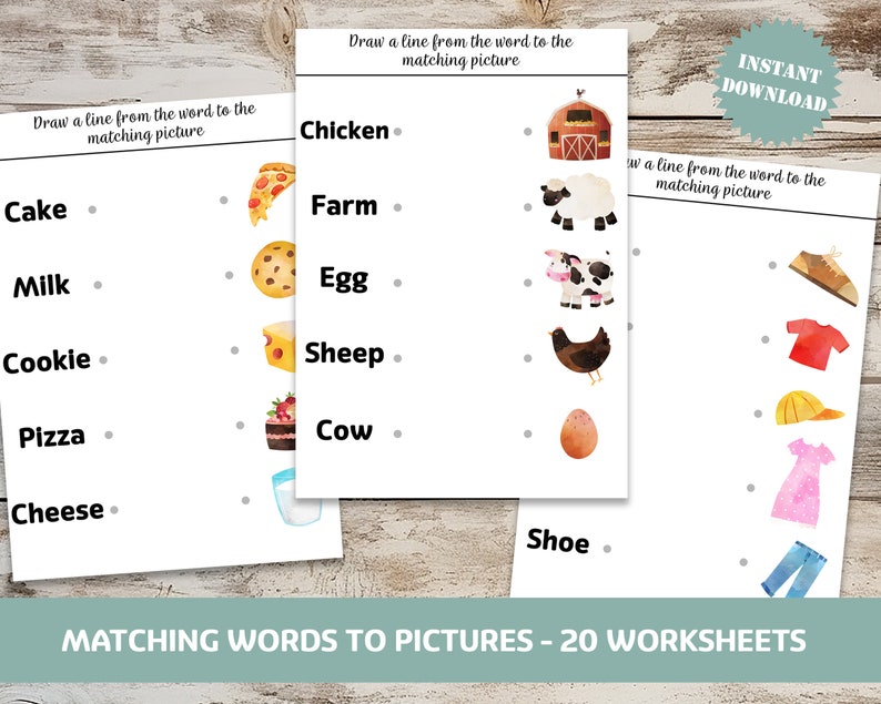 Printable Matching Worksheets, Match the Word to the Picture ...