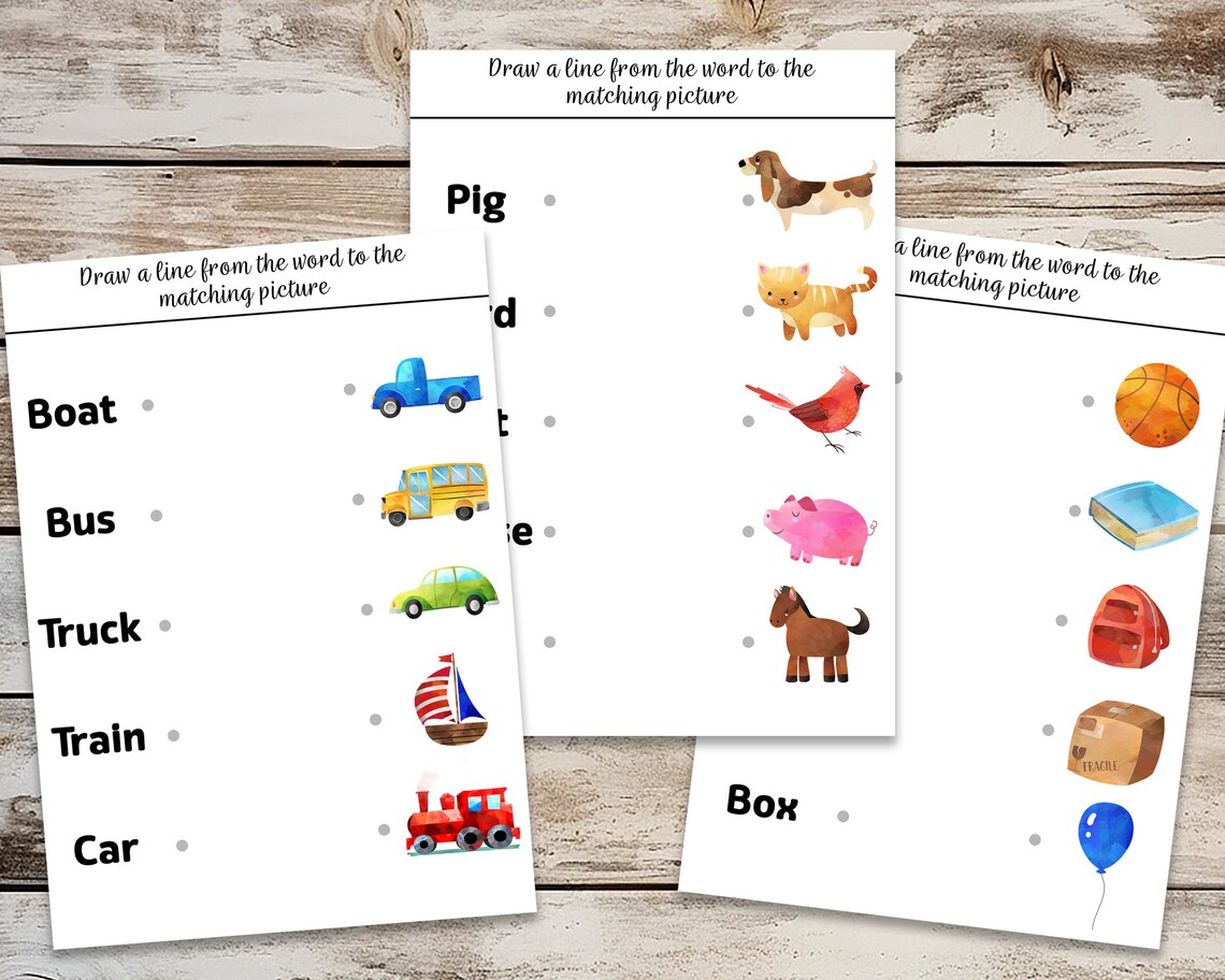 Printable Matching Worksheets, Match the Word to the Picture ...