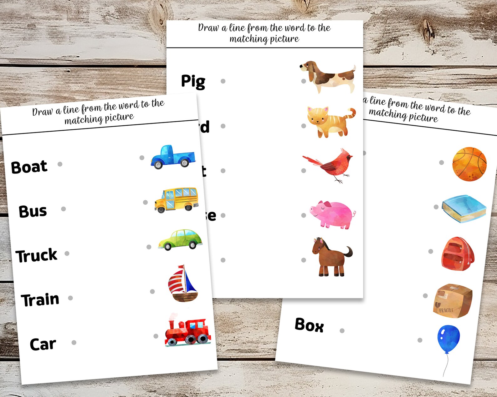 Printable Matching Worksheets, Match the Word to the Picture ...