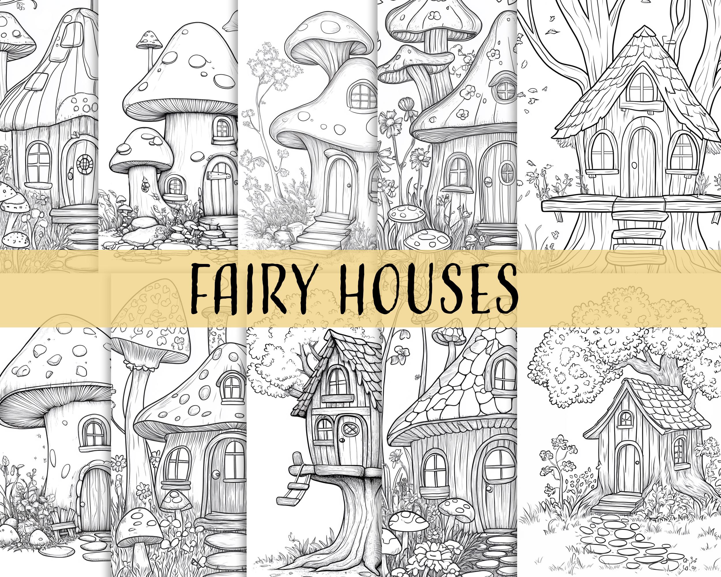 45 Fairy Houses Coloring Pages for Kids (printable Digital Download) - Etsy