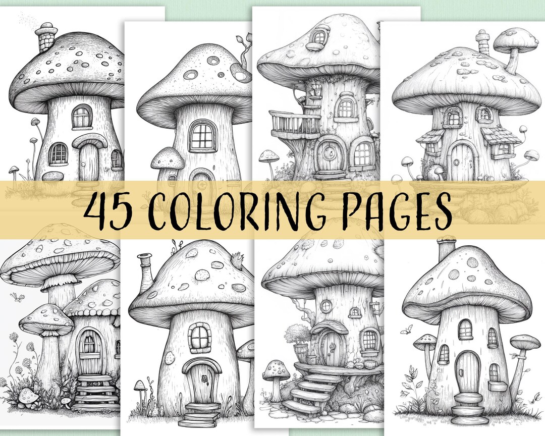45 Fairy Houses Coloring Pages for Kids (printable Digital Download) - Etsy