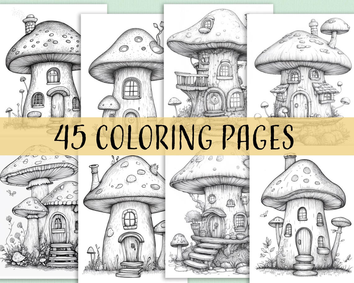 45 Fairy Houses Coloring Pages for Kids (printable Digital Download) - Etsy