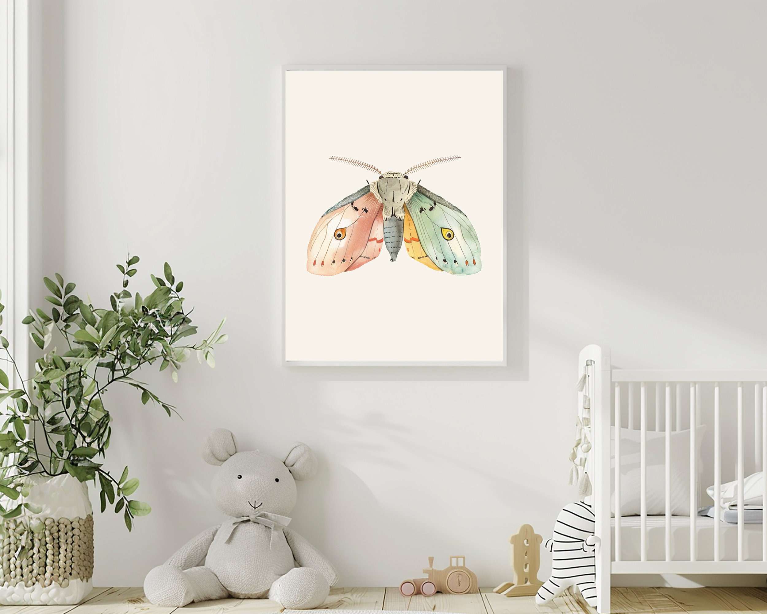 Insects Nursery Wall Art, Watercolor Bee, Ladybug, Moth, Grasshopper ...