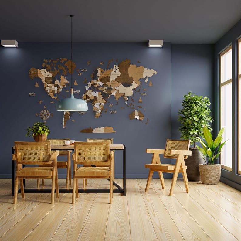 Wooden World Map Wall Art – 3D Wood World Map Decor for Living Room ...