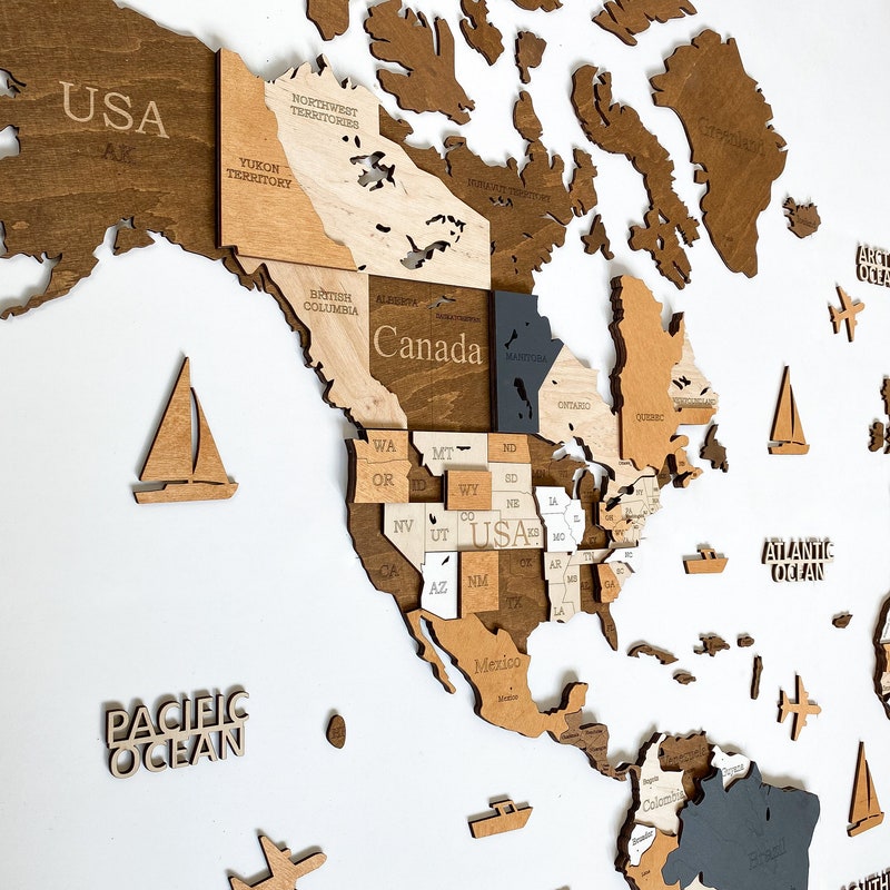 Wooden World Map - Etsy UK
