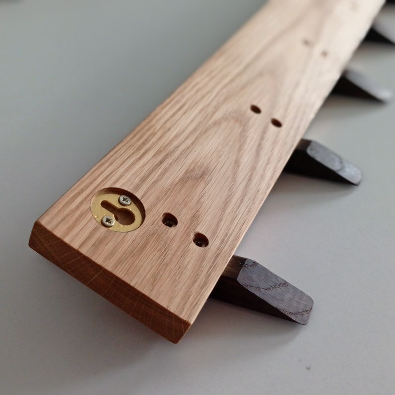 Wall Oak Coat Rack With 3-8 Fumed Oak Hooks/ Modern Oak Rack/ Oak Coat ...