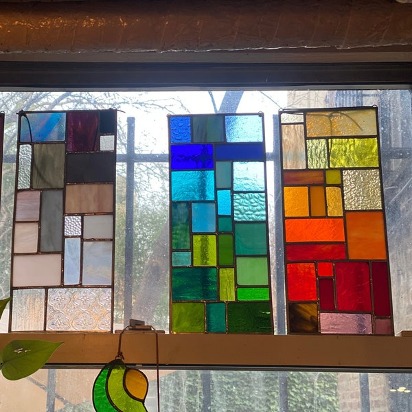 Stained Glass Panel Geometric - Etsy