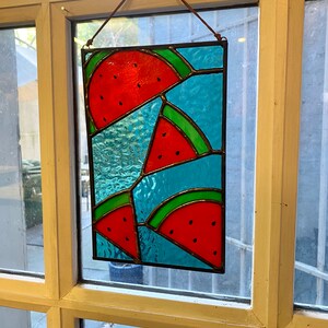 Digital Stained Glass Pattern / Watermelon Fruit Panel / Suncatcher ...