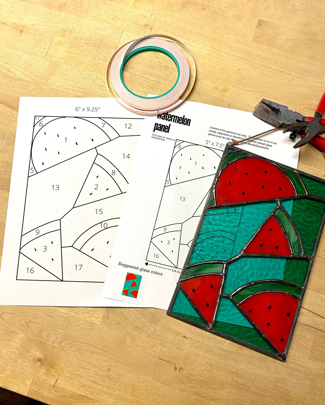 Digital Stained Glass Patterns / SET of 3 FRUIT Panels / Pear, Lemon ...