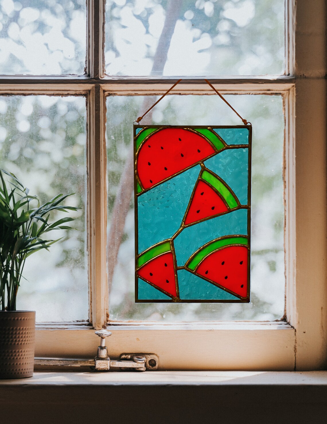 Digital Stained Glass Pattern / Watermelon Fruit Panel / - Etsy