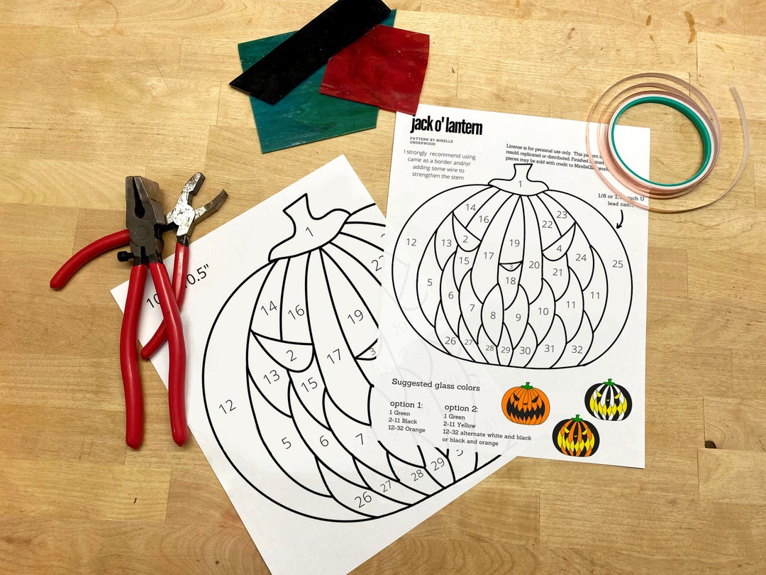 Digital Stained Glass Pattern / Large Scary Halloween Jack O Lantern ...