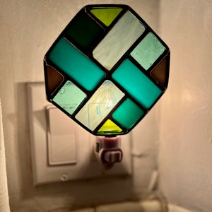 Custom Stained Glass Nightlight Pinwheel Geometric Design - Etsy
