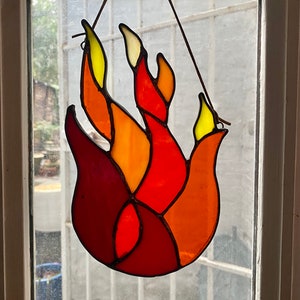 Digital Stained Glass Pattern / Fire Element Ornament or Panel - Etsy