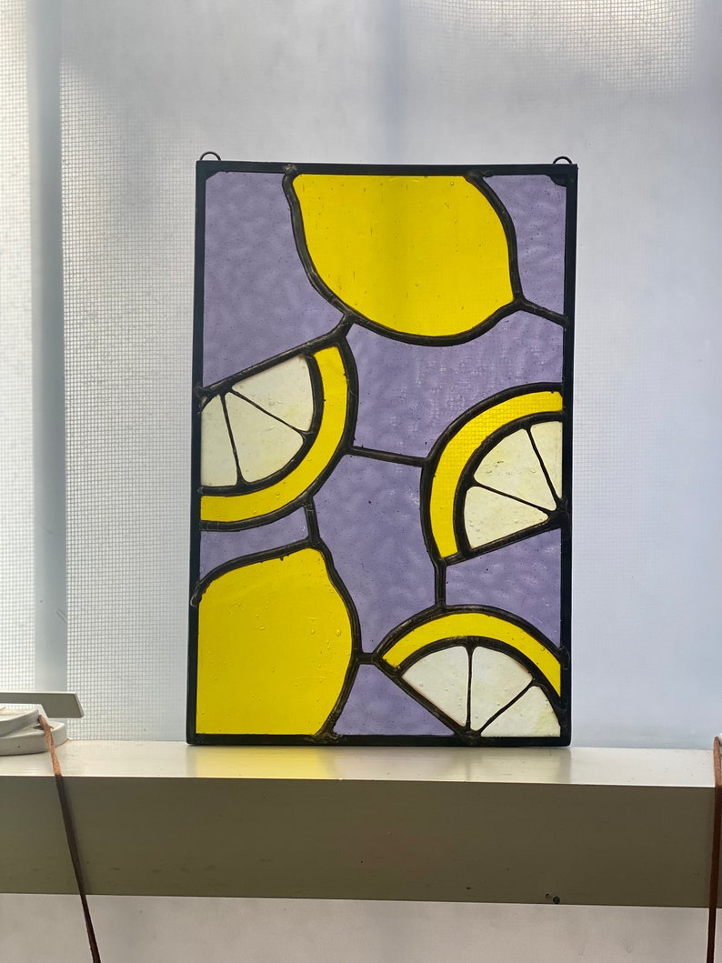 Digital Stained Glass Pattern / LEMON LIME Fruit Panel / Suncatcher ...