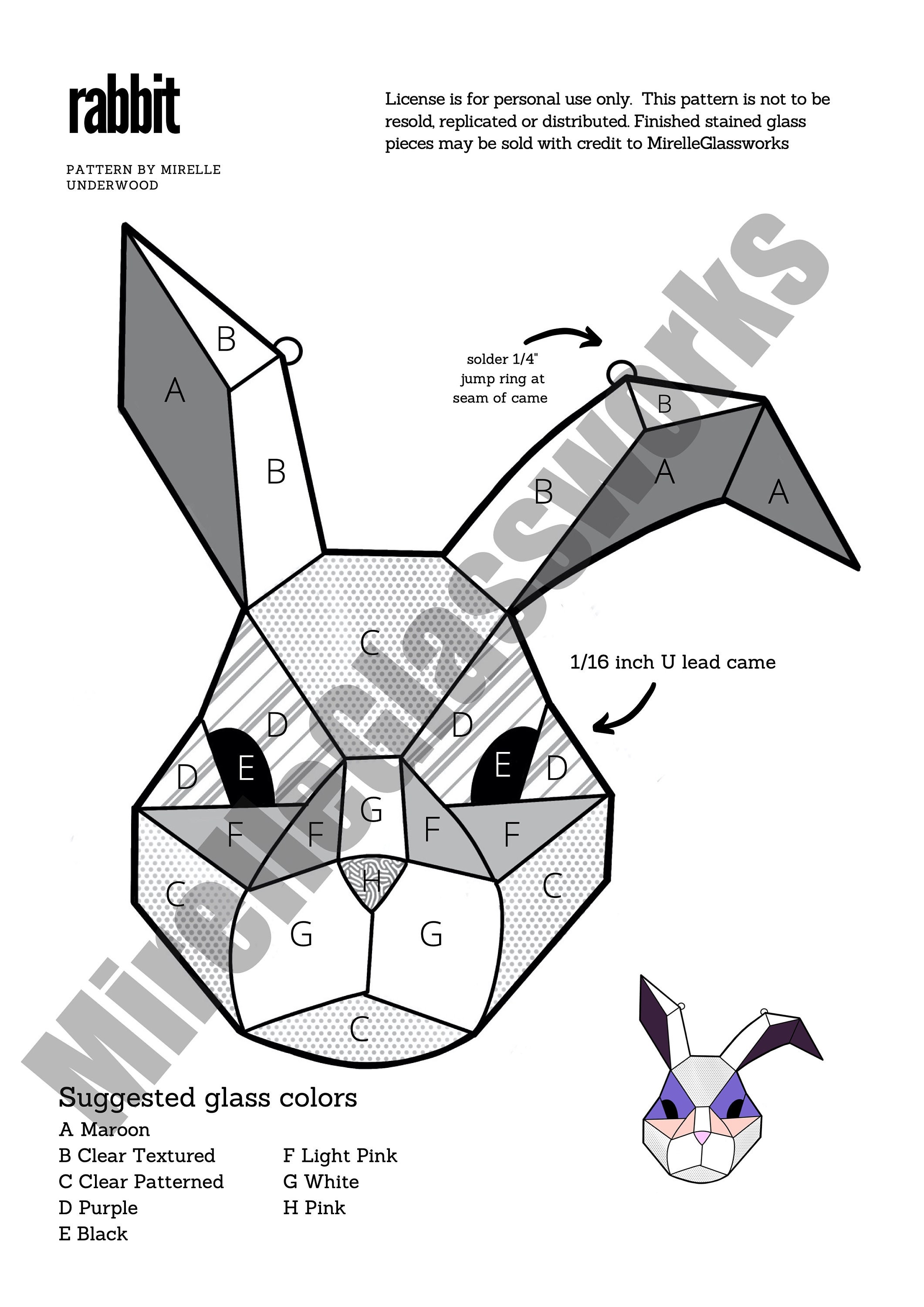 Digital Stained Glass Pattern/ RABBIT / PDF Instant Download - Etsy