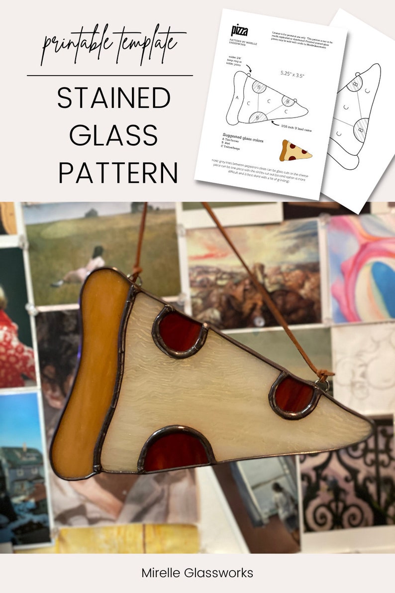 Digital Stained Glass Patterns / FAST FOOD Set of 5/ Pizza Burger Chips ...