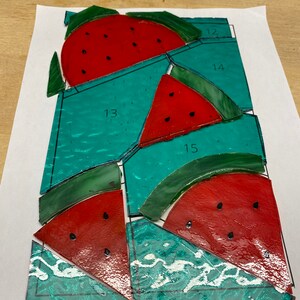 Digital Stained Glass Pattern / Watermelon Fruit Panel / Suncatcher ...