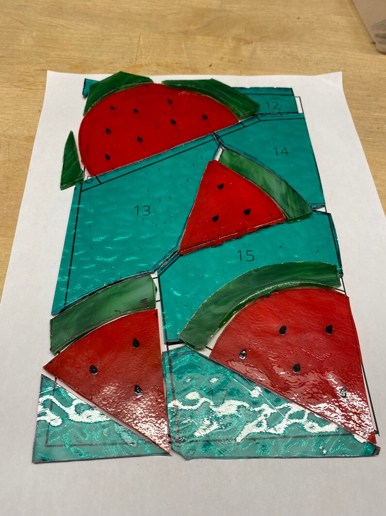 Digital Stained Glass Pattern / Watermelon Fruit Panel / - Etsy