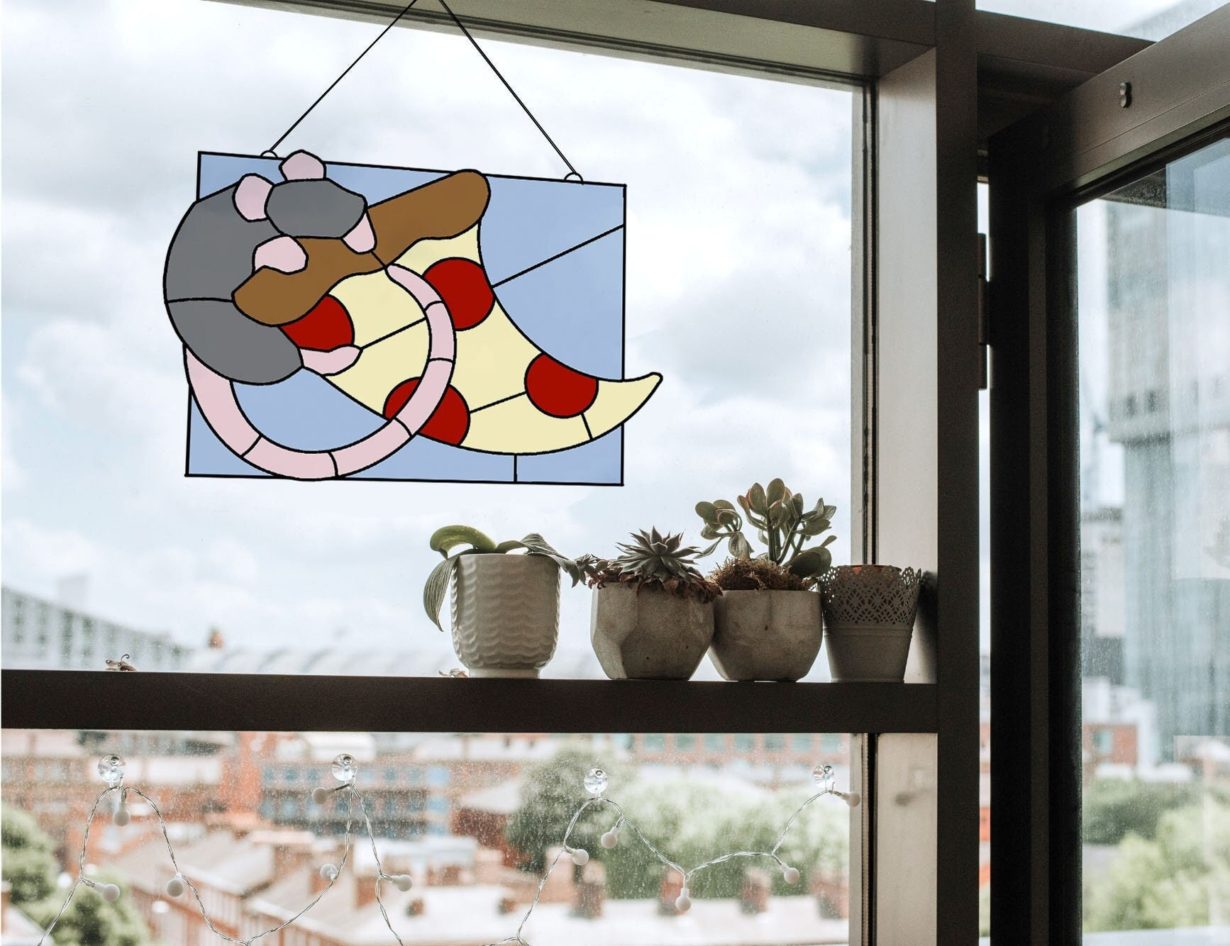 Digital Stained Glass Pattern / PIZZA RAT / PDF Instant Download ...