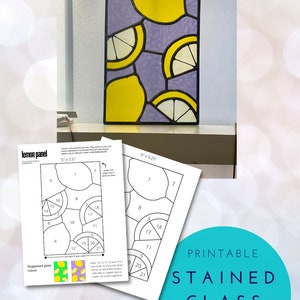 Digital Stained Glass Patterns / SET of 3 FRUIT Panels / Pear, Lemon ...
