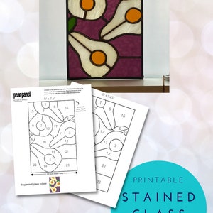 Digital Stained Glass Patterns / SET of 3 FRUIT Panels / Pear, Lemon ...
