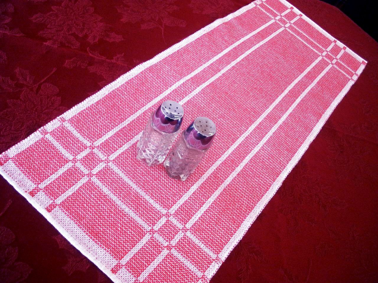 Red and White Reversible Handwoven Table Runner - Etsy