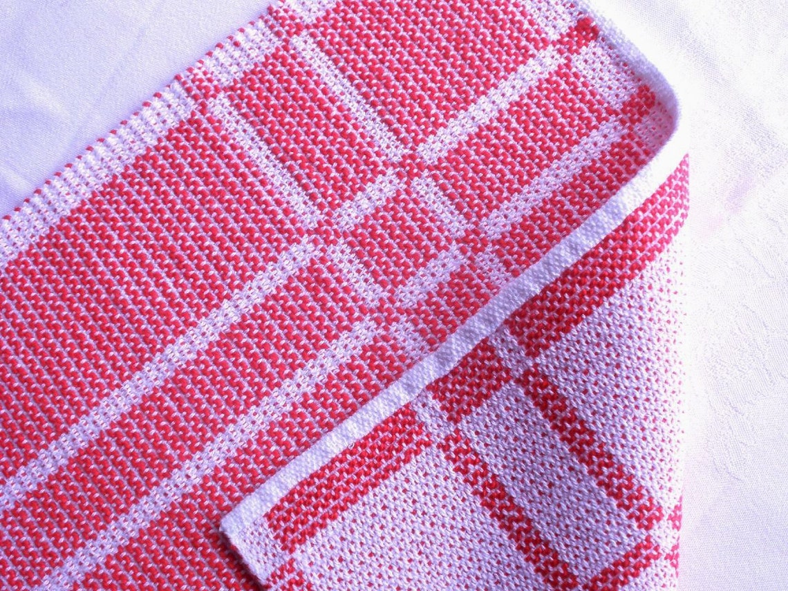 Red and White Reversible Handwoven Table Runner - Etsy
