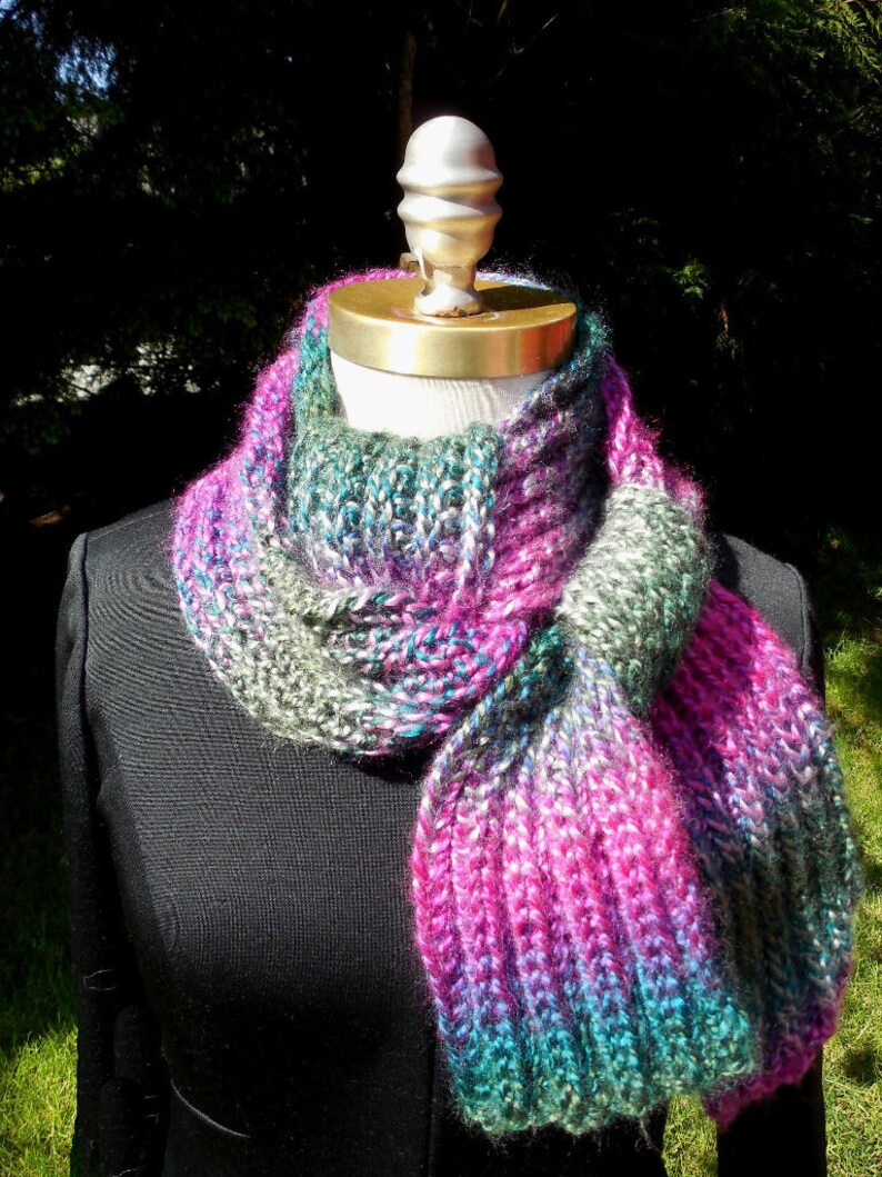 Garter Slip Rib Scarf in Pink, Blue, Teal, and Green Soft Warm Cushy - Etsy
