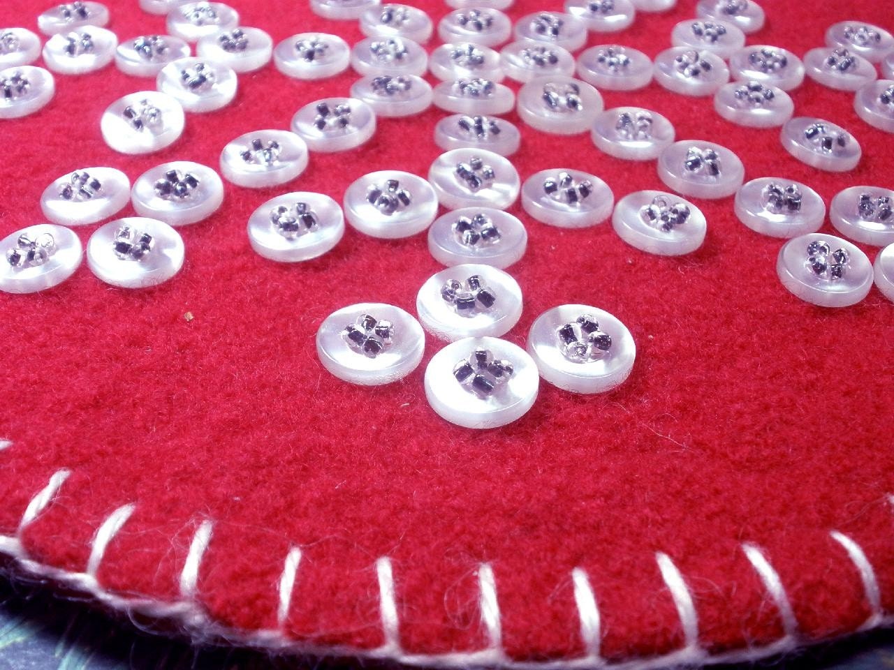 Snowflake Recycled Wool Button Mat | Etsy