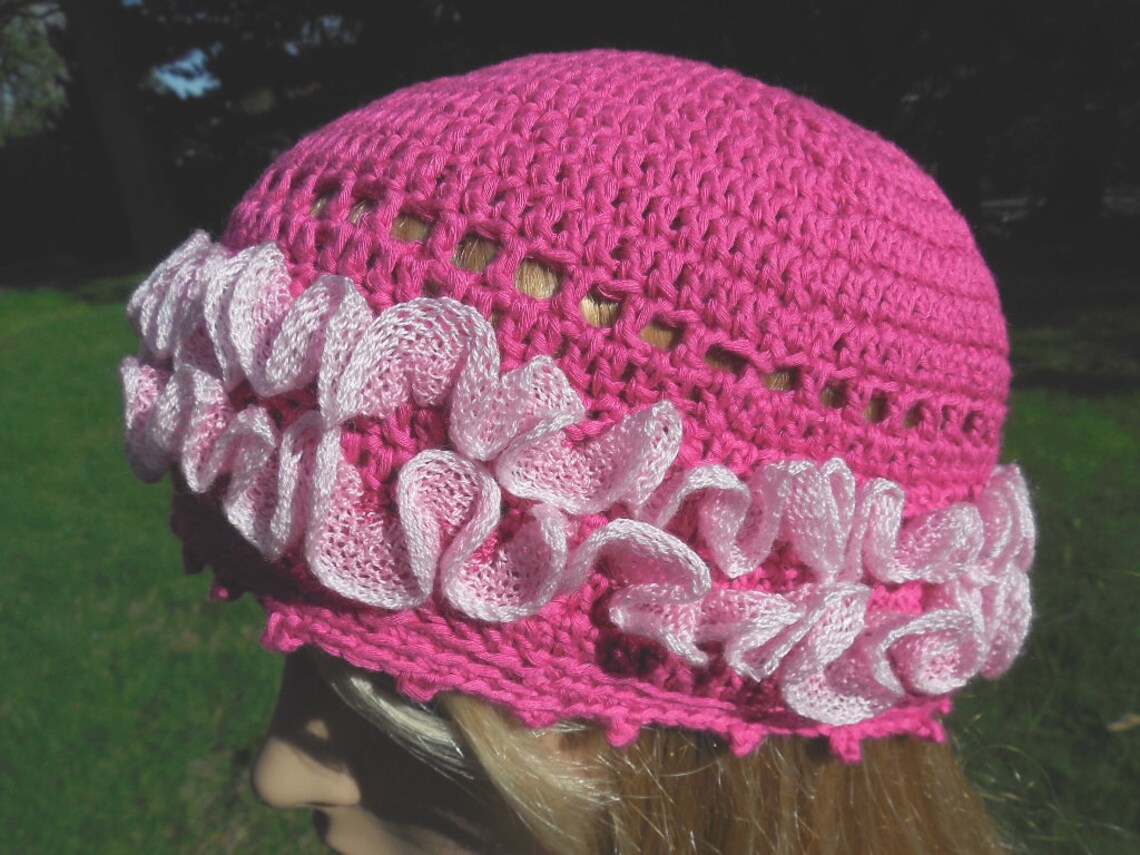 Pretty Pink Ruffled Cap Woman’s Size Medium - Etsy