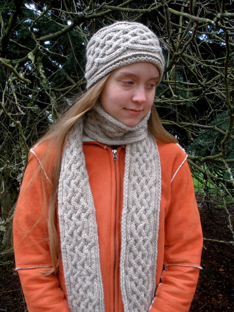 Saxon Braid Cabled Cap and Scarf Combo PDF Knitting Patterns Cabled Hat ...