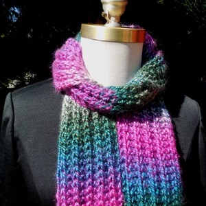 Garter Slip Rib Scarf in Pink, Blue, Teal, and Green Soft Warm Cushy - Etsy