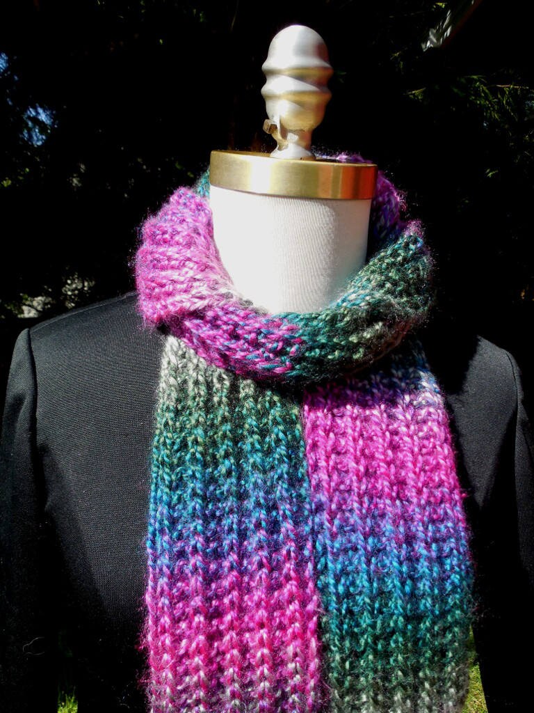 Garter Slip Rib Scarf in Pink, Blue, Teal, and Green Soft Warm Cushy - Etsy