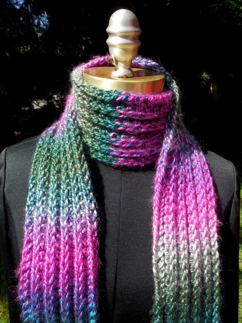 Garter Slip Rib Scarf in Pink, Blue, Teal, and Green Soft Warm Cushy - Etsy