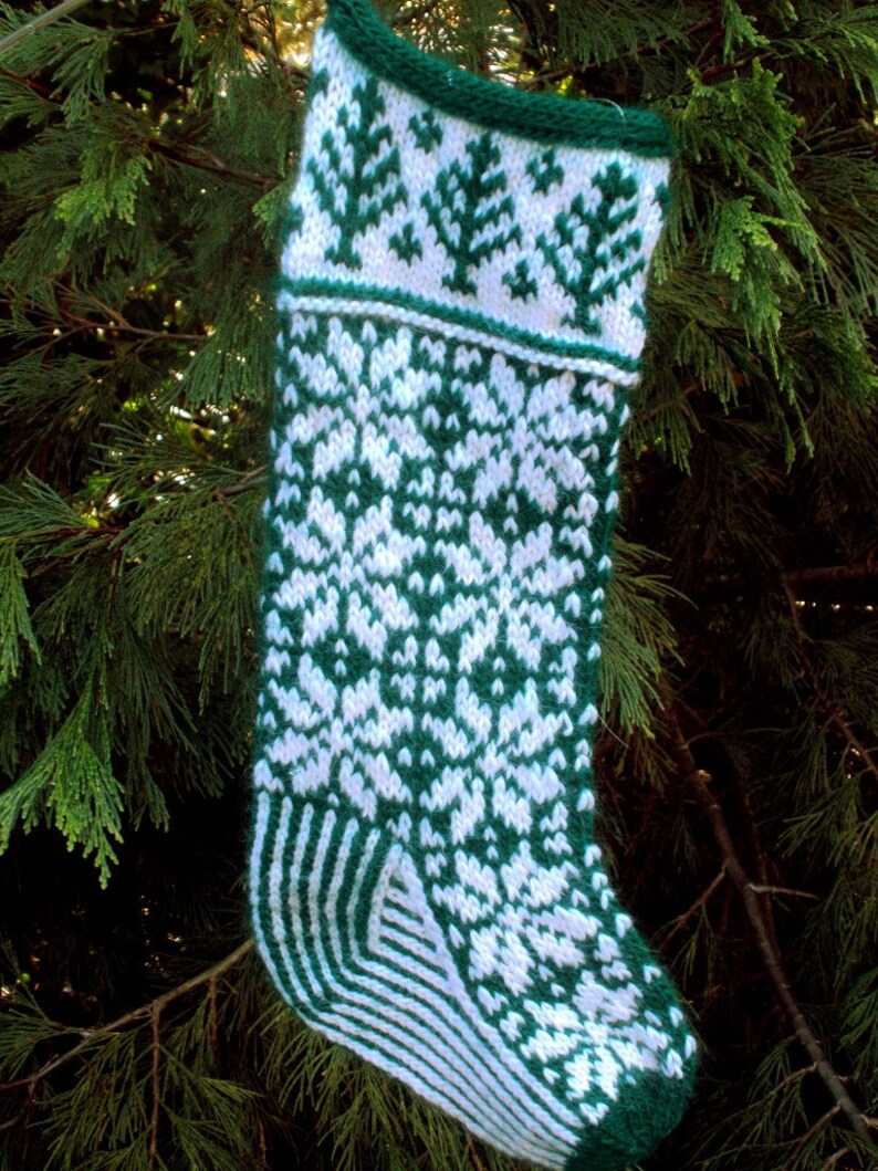 PDF Knitting Pattern Christmas Trees Stocking - Etsy