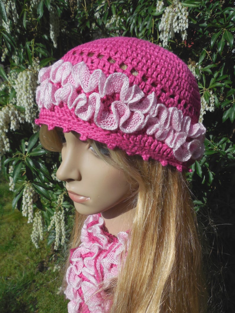 Pretty Pink Ruffled Cap Woman’s Size Medium - Etsy