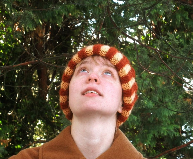 Double Knitted Corrugated Rib Cap in Rust and Peach - Etsy