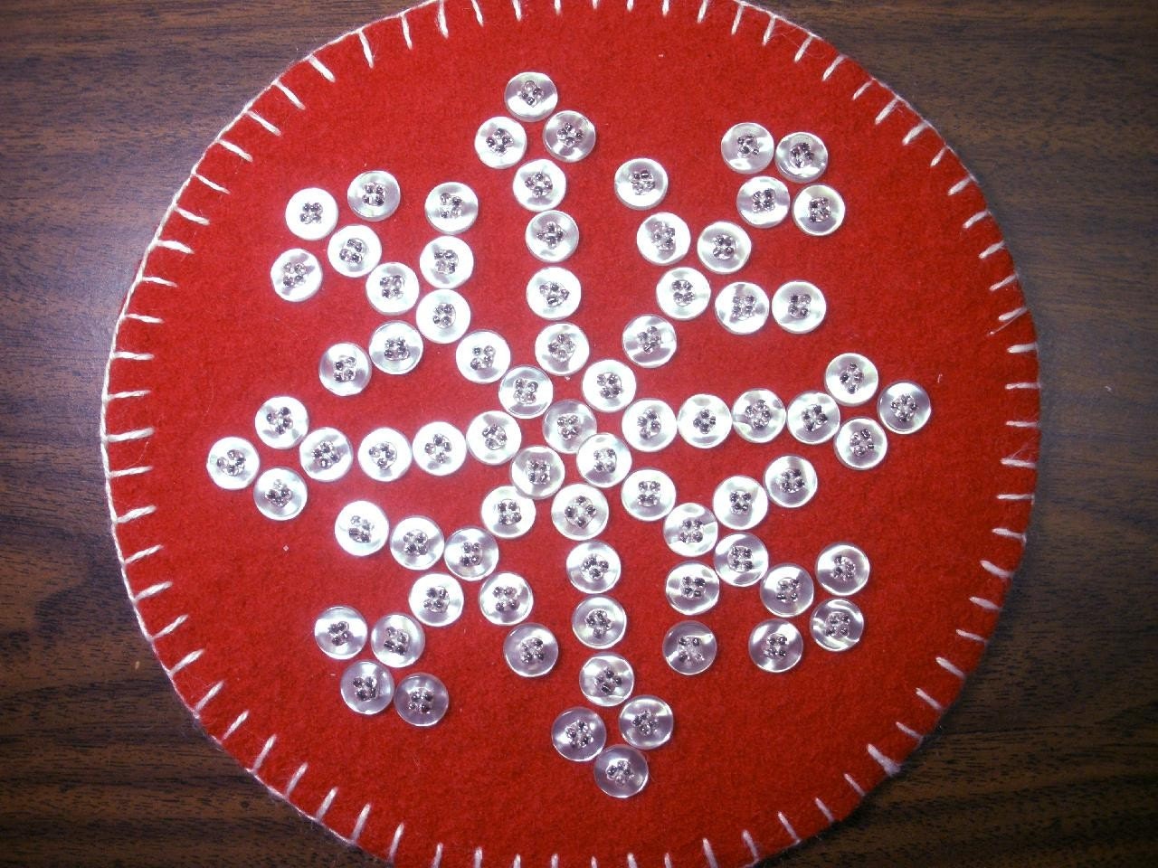 Snowflake Recycled Wool Button Mat | Etsy