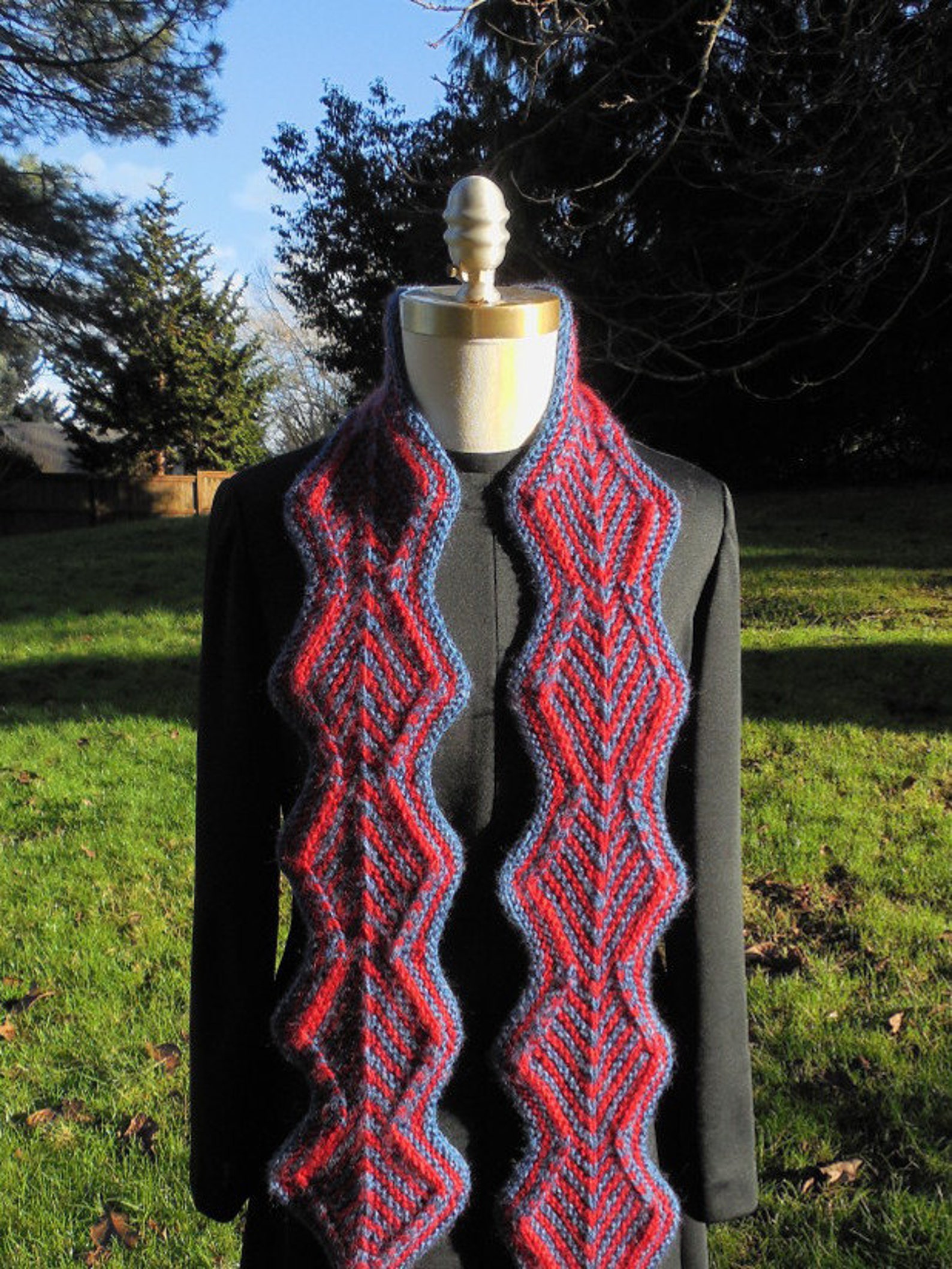 Chain of Diamonds Scarf Digital Download Knitting Pattern 3 Sizes With ...