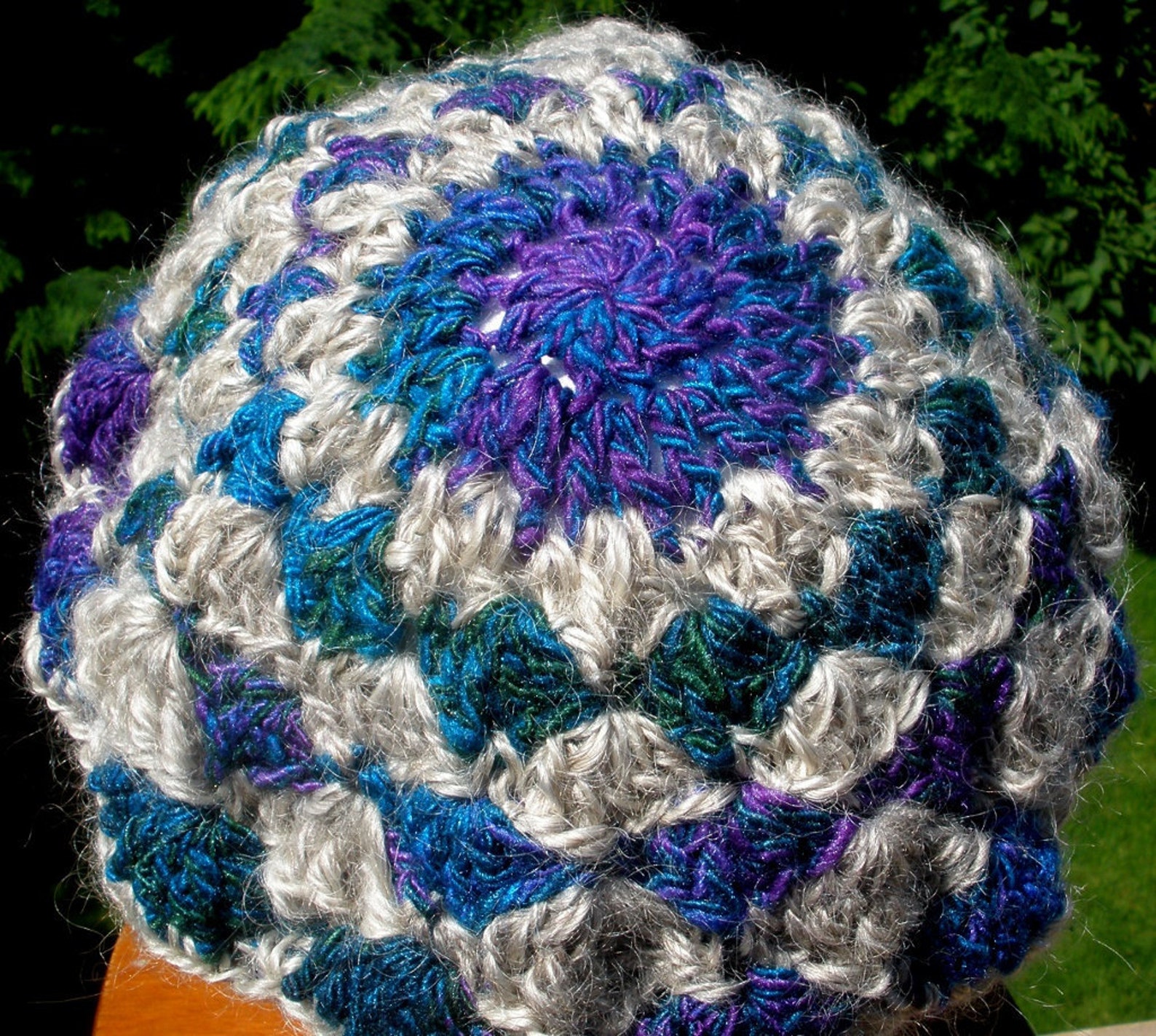 Silver Seashore Crocheted Tam Handspun Wool Silk Angora Teal Green ...