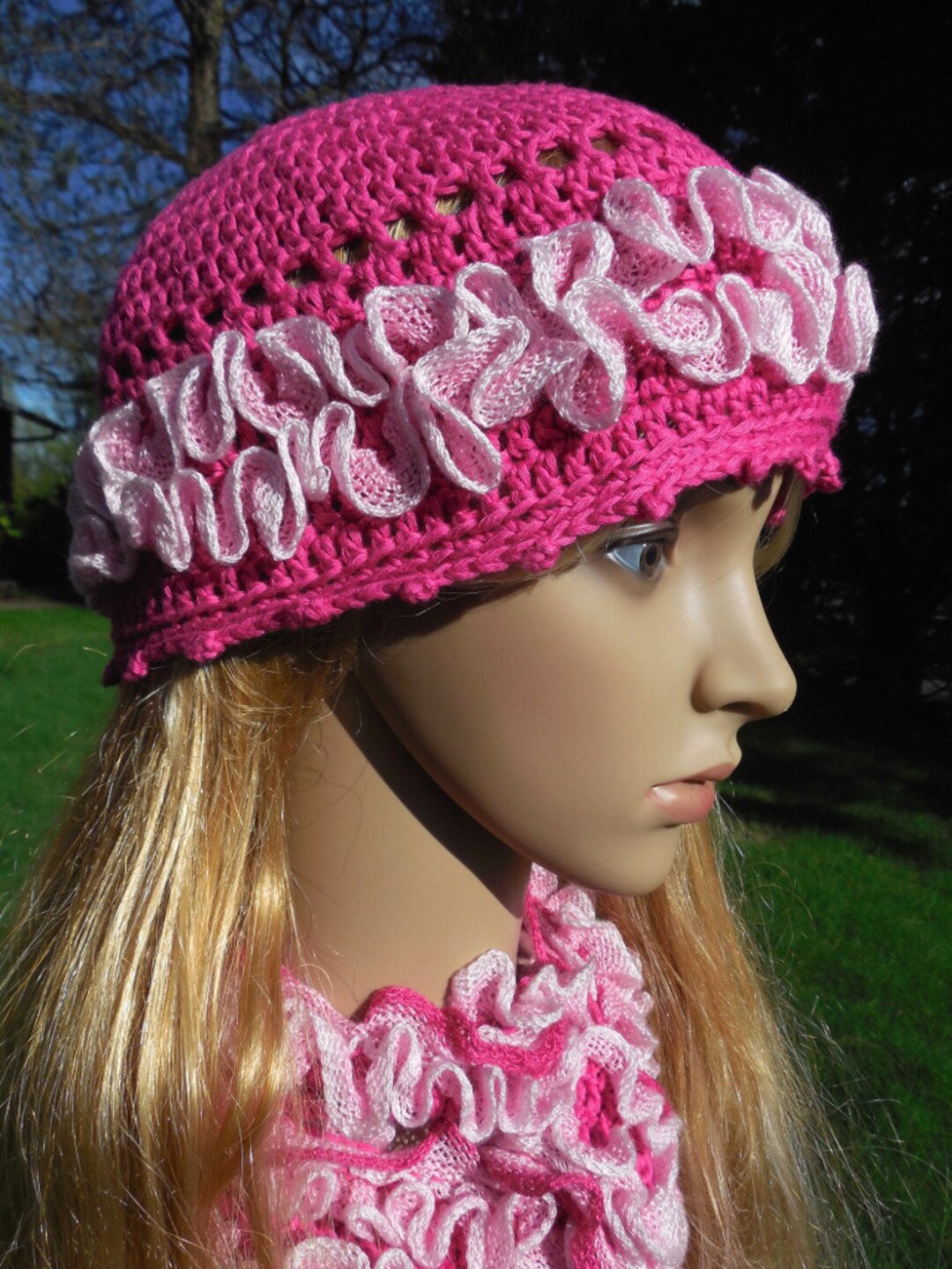 Pretty Pink Ruffled Cap Woman’s Size Medium - Etsy